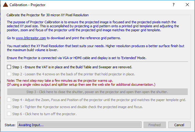 B9Creator Projector Calibration